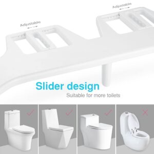 2 Pack FOOFOO Bidet Non-Electric Mechanical Self Cleaning Nozzles White for Toilet Attachment Easy to Install