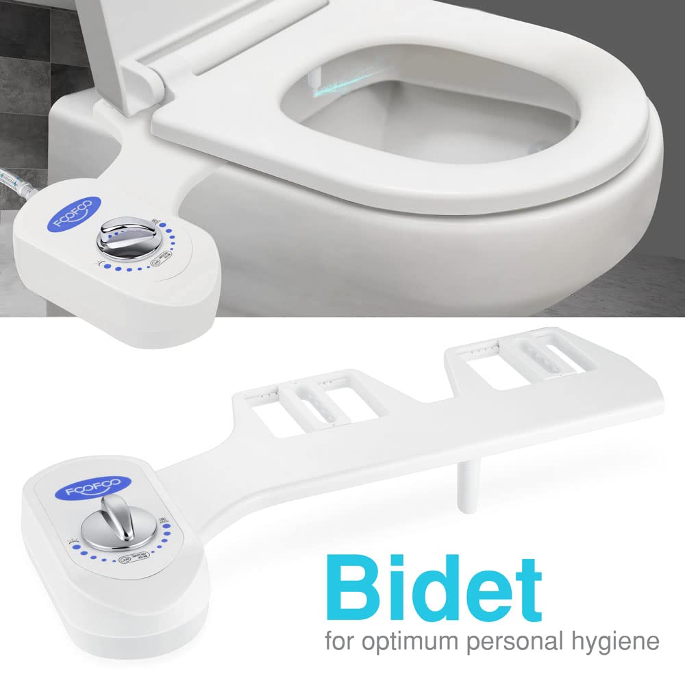 2 Pack FOOFOO Bidet Non-Electric Mechanical Self Cleaning Nozzles White for Toilet Attachment Easy to Install