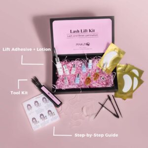 PINKZIO Lash Lift Kit Eyelash Perm Kit, Professional Eyelash Lash Curling, Semi-Permanent Curling Perming Suitable For Salon, Pink