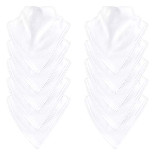 Touched by Nature Unisex Baby Organic Cotton Bandana Bibs, White, One Size