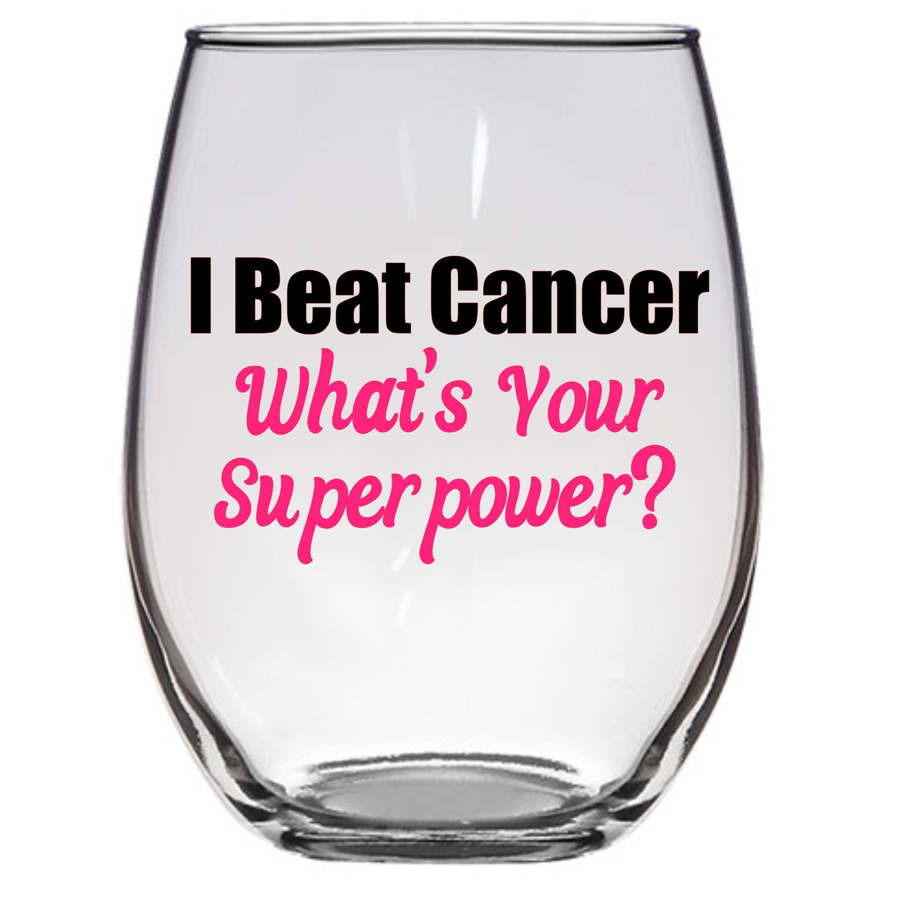 I Beat Cancer- What is Your Superpower? Large 21 Oz Wine Glass, Cancer Gift, Cancer Sucks, Fuck Cancer