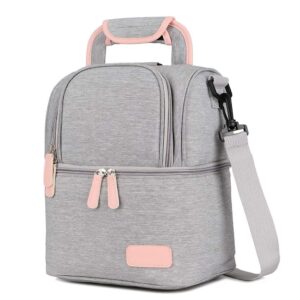 Meichoon Breast Pump Backpack Breastmilk Cooler & Insulated Baby Bottle Bag Waterproof - Portable Thermal Insulated Lunch Bag/Large Capacity Handbag/Baby Milk Freezer for Work Mommy Women XC01 Grey