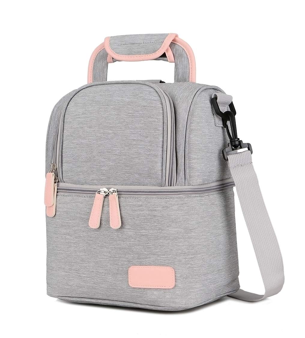 Meichoon Breast Pump Backpack Breastmilk Cooler & Insulated Baby Bottle Bag Waterproof - Portable Thermal Insulated Lunch Bag/Large Capacity Handbag/Baby Milk Freezer for Work Mommy Women XC01 Grey