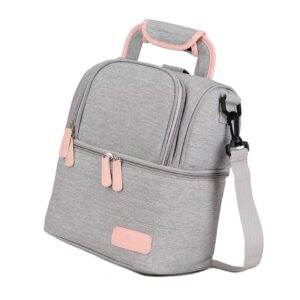 Meichoon Breast Pump Backpack Breastmilk Cooler & Insulated Baby Bottle Bag Waterproof - Portable Thermal Insulated Lunch Bag/Large Capacity Handbag/Baby Milk Freezer for Work Mommy Women XC01 Grey