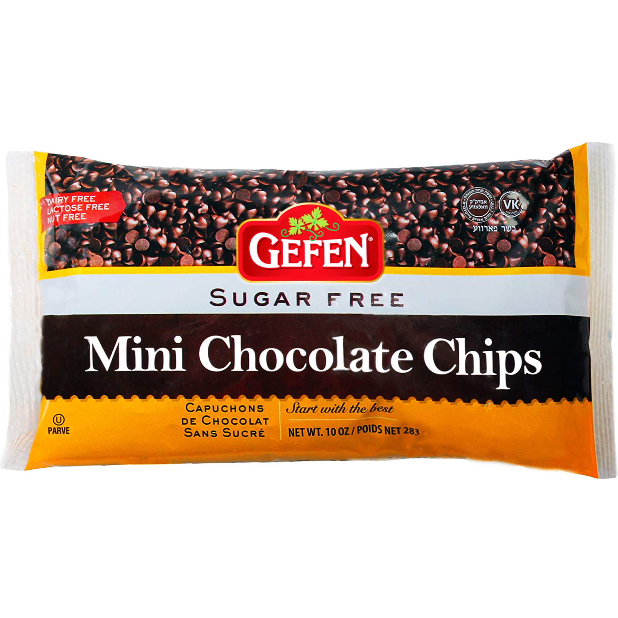 Gefen Mini Chocolate Chips, Sugar Free, 10oz (2 Pack) Dairy Free, Nut Free, Lactose Free