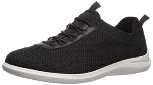 aravon women's pc mesh bungee sneaker, black knit, 9