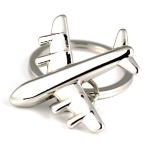 Metal Fashion Polished Silver Aircraft Airplane Model Keychain Toy Kids Souvenir Gift - Pack of 2