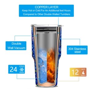 yoelike Music Note 30 oz tumbler with lid and straw, Stainless Steel, Vacuum Insulated Iced Coffee Tumbler Cup, Leak-Proof Travel Mug, Gift Box For Teacher Dad Mon Women Men Friend