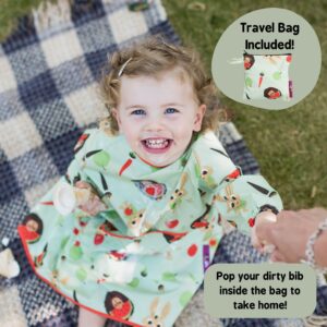 Tidy Tot - Long Baby Bib - Mess Proof Long Sleeve Feeding Smock with Large Food Catcher Pocket - Waterproof Bib – Machine Washable. Fits 6-24 months - Green