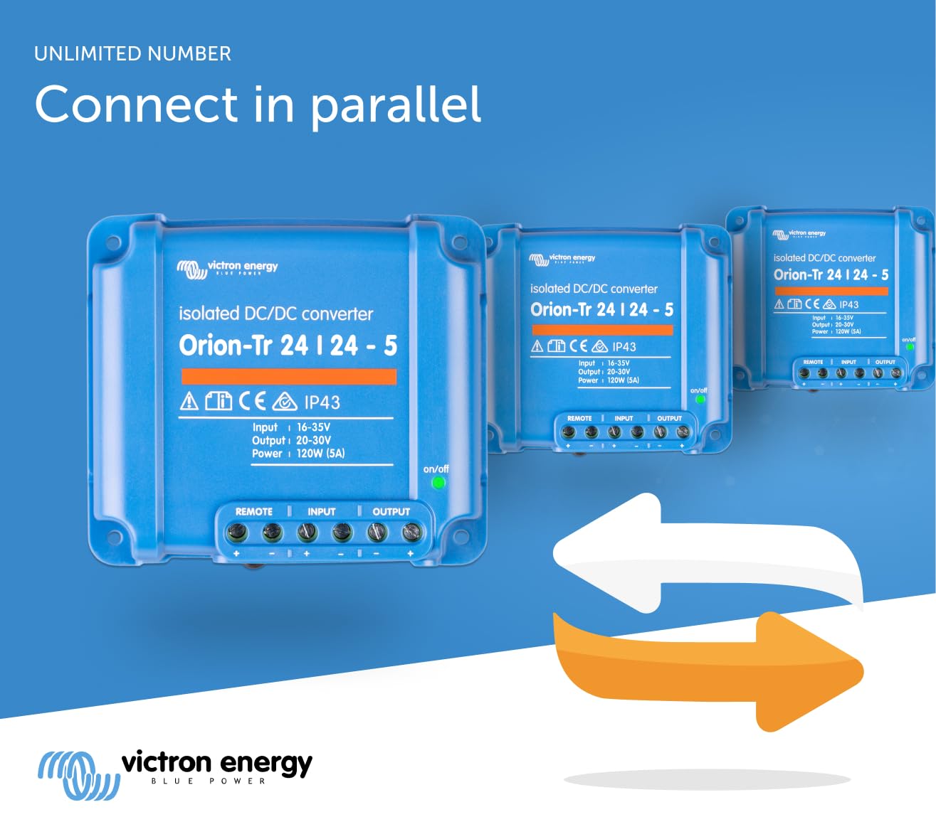 Victron Energy Orion-Tr IP43 24/24-Volt 5 amp 120-Watt Isolated DC-DC Converter