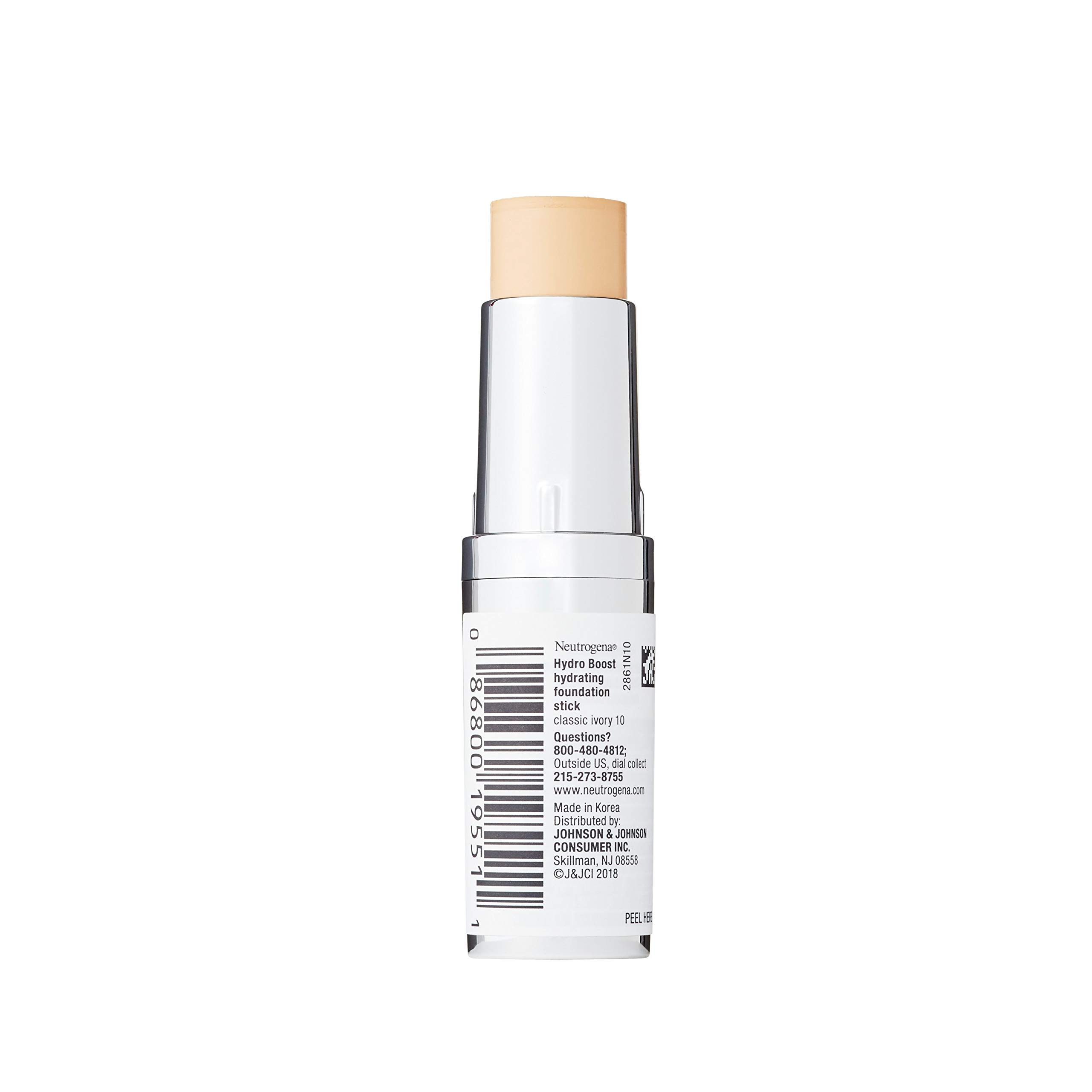 Neutrogena Hydro Boost Hydrating Foundation Stick with Hyaluronic Acid, Oil-Free & Non-Comedogenic Moisturizing Makeup for Smooth Coverage & Radiant-Looking Skin, Classic Ivory, 0.29 oz