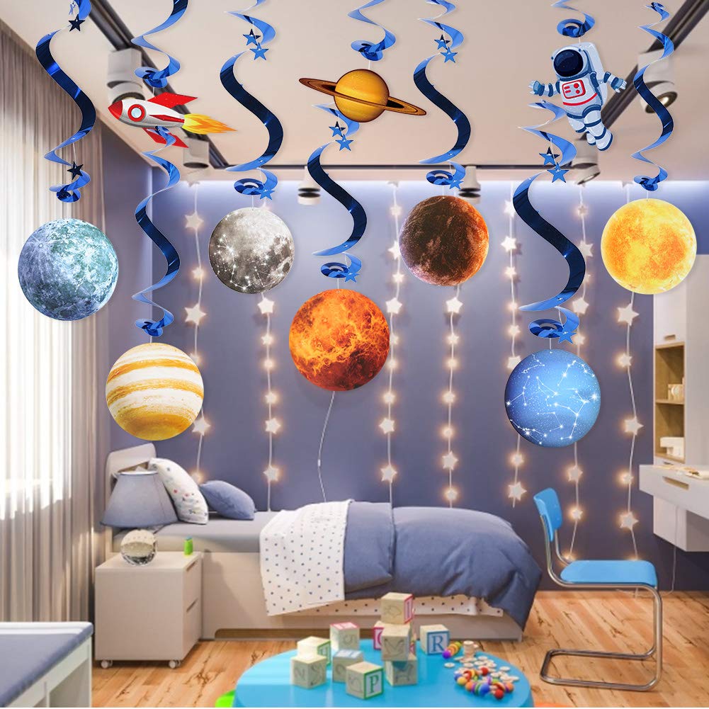 Easy Joy Solar System Hanging Swirl 10 Pieces Decorations Outer Space Party Planets Supplies Space Decorations Star Wars Decorations Galaxy Space Room Decor