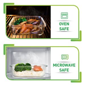 PrepNaturals 5 Pack 36 Oz Glass Meal Prep Containers - Dishwasher Microwave Freezer Oven Safe - Glass Storage Containers with Lids (Multi-Compartment)