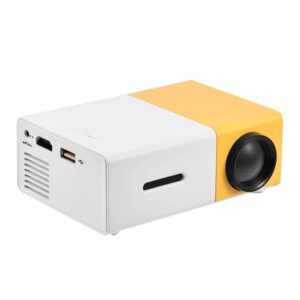 mini home theater projector,ashata portable stylish led projector with 1080p hd,hdmi multimedia player video projector with clear stereo sound effect (white yellow)