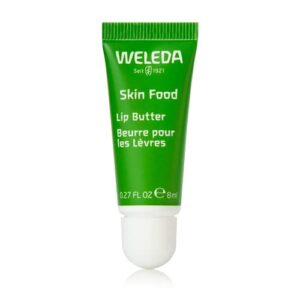 weleda skin food lip butter, 0.27 ounce, plant rich moisturizing lip care with sunflower seed oil, chamomile and calendula