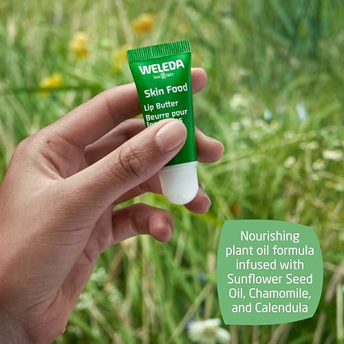 Weleda Skin Food Lip Butter, 0.27 Ounce, Plant Rich Moisturizing Lip Care with Sunflower Seed Oil, Chamomile and Calendula