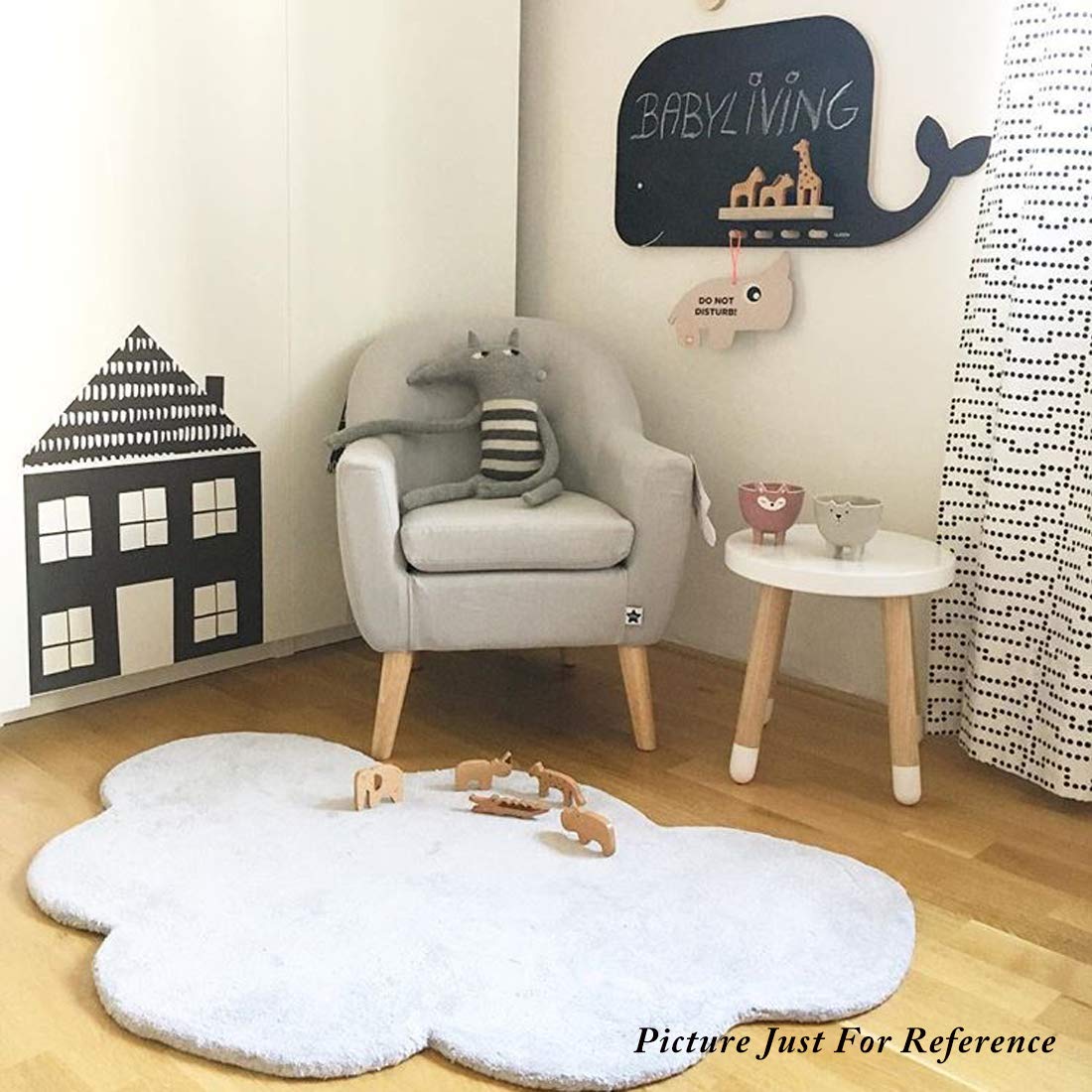 Area Rugs for Kids, Cloud Shape Baby Crawling Carpet, Nursery Room Soft Pure Cotton Luxury Plush Handmade Knitted Decoration Rug 40"×26"