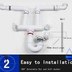 Talea Double Kitchen Sinks Drain Pipe Kit Drain Pipe Rear Hard Tube