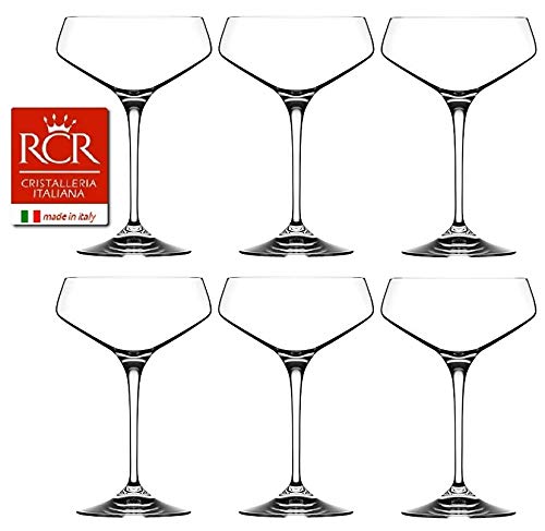 RCR Cristalleria Italiana Aria Collection 6 Piece Crystal Wine Glass Set (Champagne Coupe (11.25 oz))