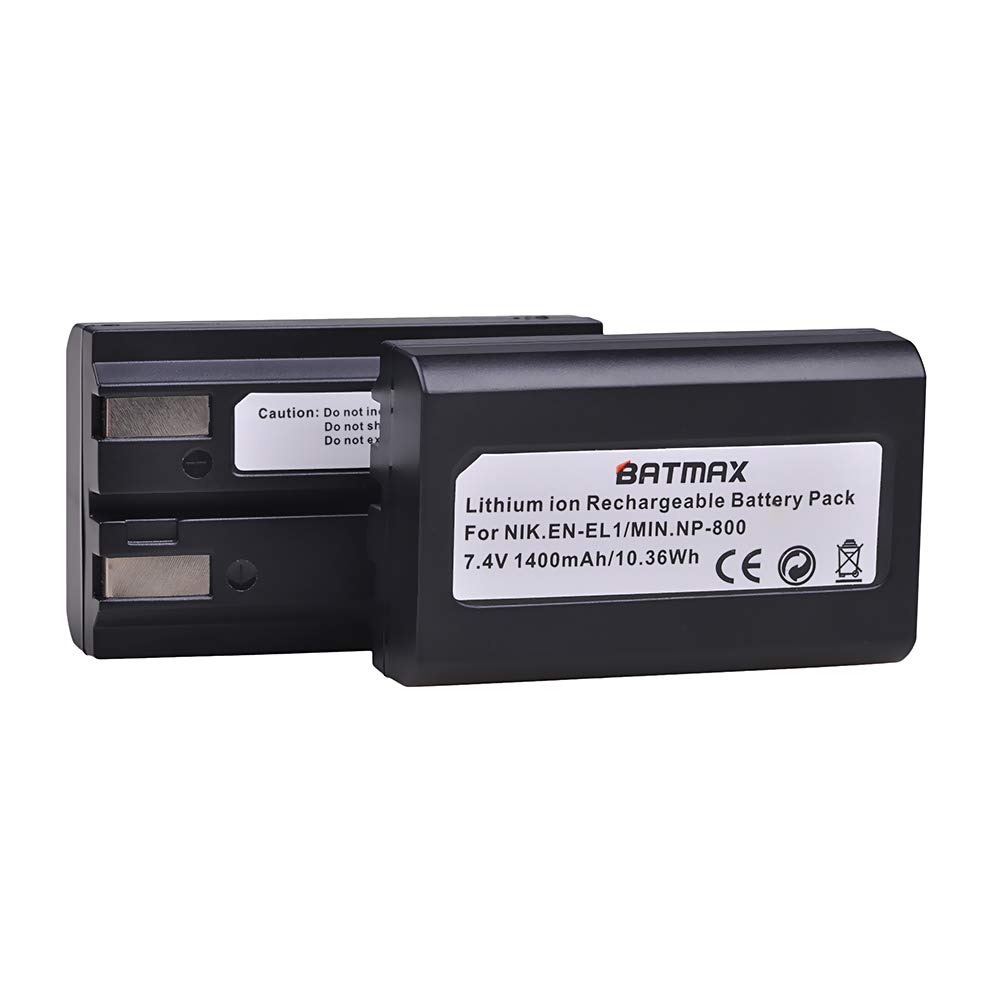 Batmax 2Pcs 1400mAh EN-EL1 Battery + Charger Kits for Nikon EN-EL1 CoolPix 4300 5400 8700 5700 775 8700 880 885 995 Coolpix E880 and Konica Minota DG-5W Dimage A200 Cameras