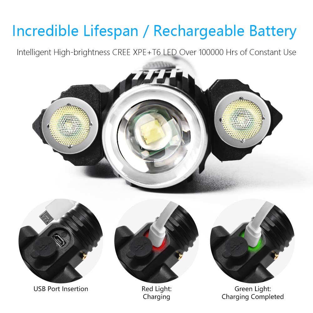 Caferria LED Tactical Flashlight 1000 Lumens Electric Torch Ultra-Bright Handheld Travel Flashlight Rechargeable Waterproof Zoomable 4 Modes for Outdoor, Camping, Biking, Hiking, Emergency