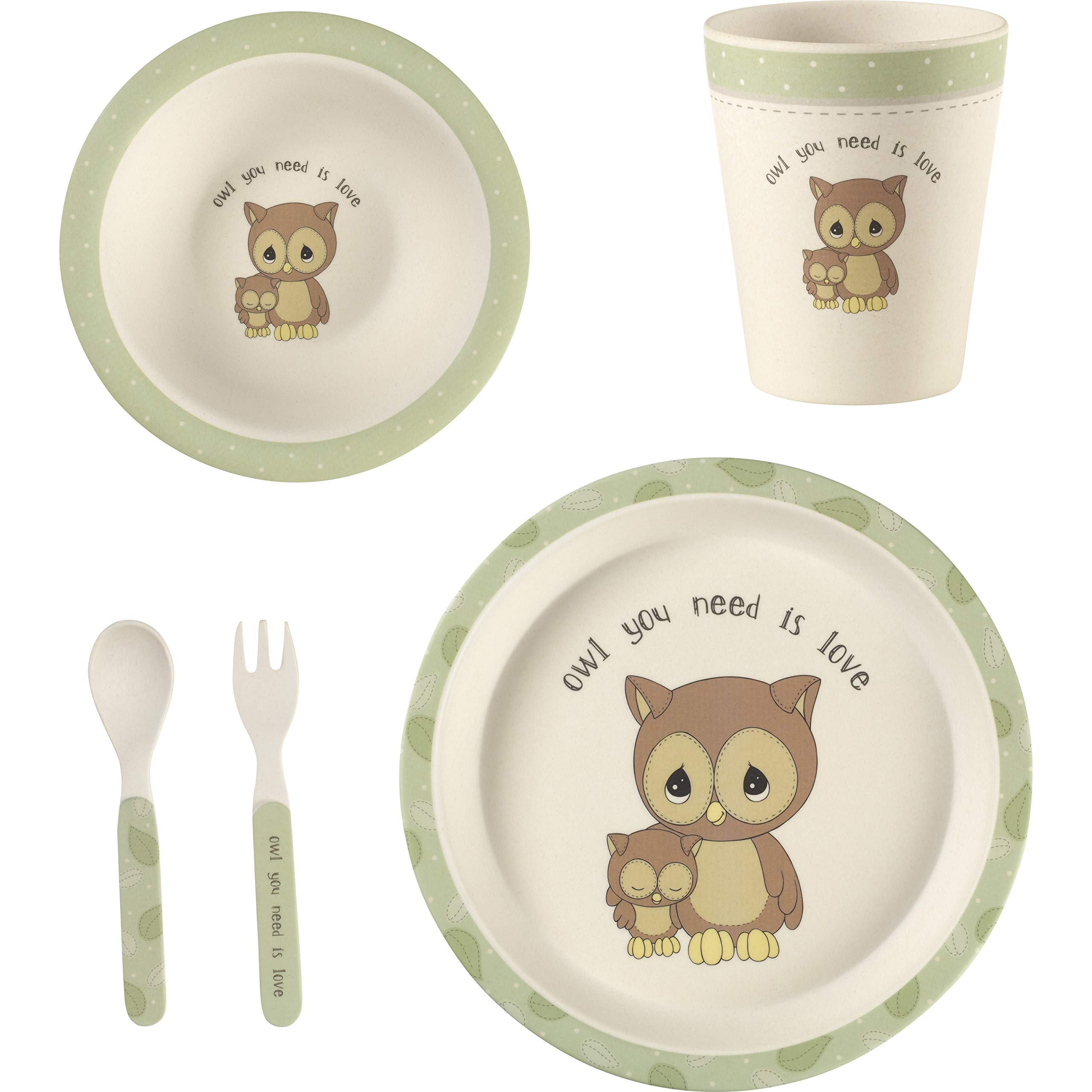 Precious Moments 5 Owl Gift Mealtime Feeding Set, One Size