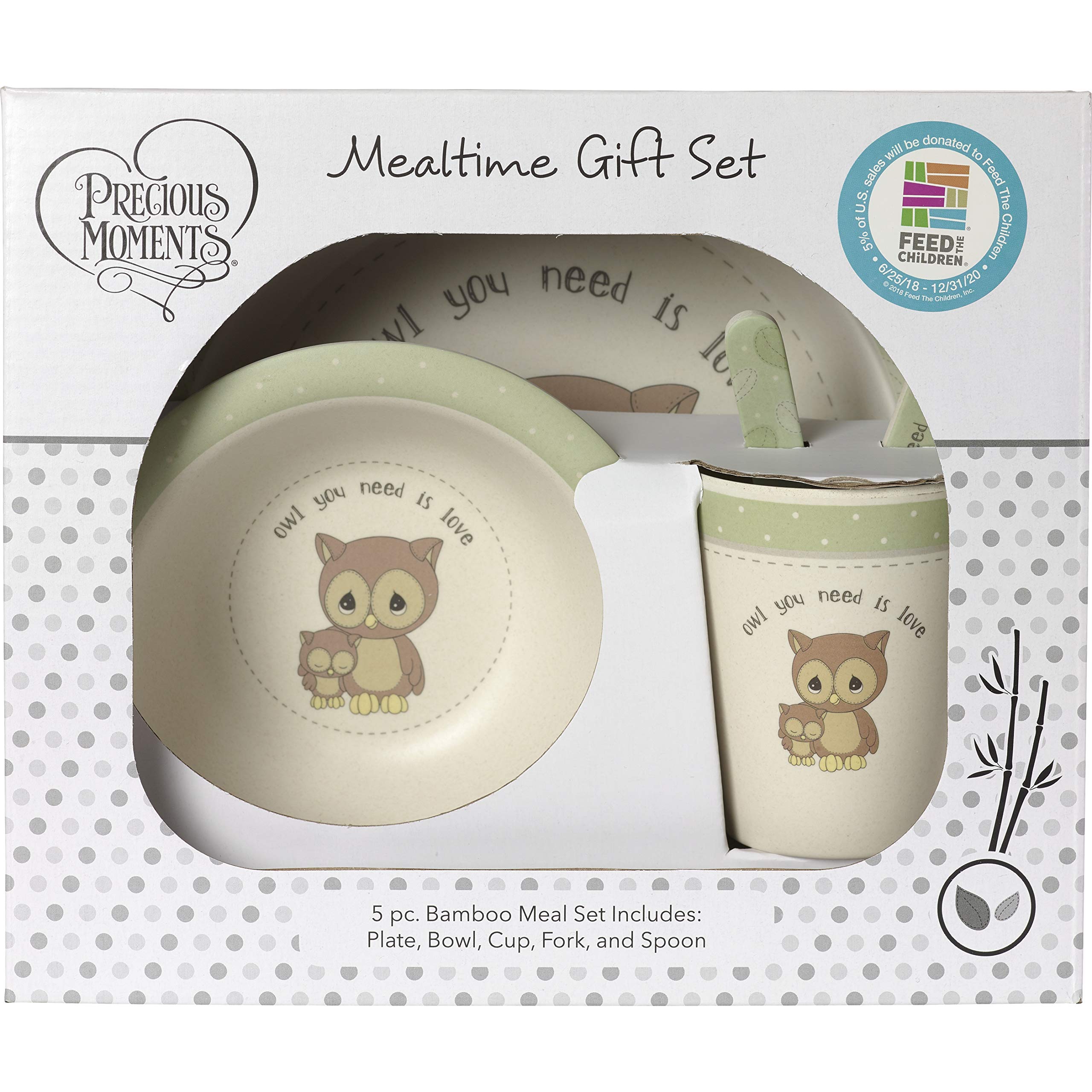 Precious Moments 5 Owl Gift Mealtime Feeding Set, One Size