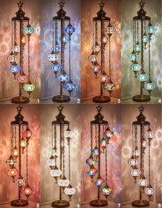 demmex - 7 big globes turkish moroccan mosaic floor lamp light, bohemian boho tiffany mosaic floor lamp with north american plug & socket, 55" (customize)