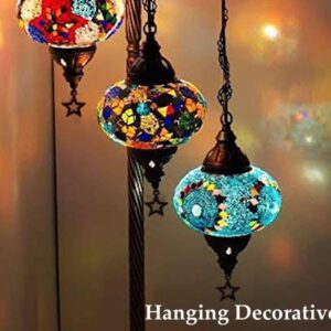 DEMMEX - 7 Big Globes Turkish Moroccan Mosaic Floor Lamp Light, Bohemian Boho Tiffany Mosaic Floor Lamp with North American Plug & Socket, 55" (Customize)