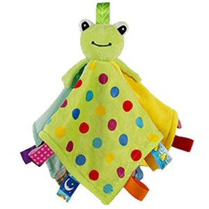 inchant taggie baby security blanket with tags taggy comforter blanket for toddlers green frog animal plush toy