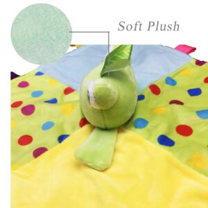 Toddler Taggy Security Blankets Soft Plushy Cuddle Bud Blankie Breathable Snuggle Blanket for Boys and Girls, Green Frog