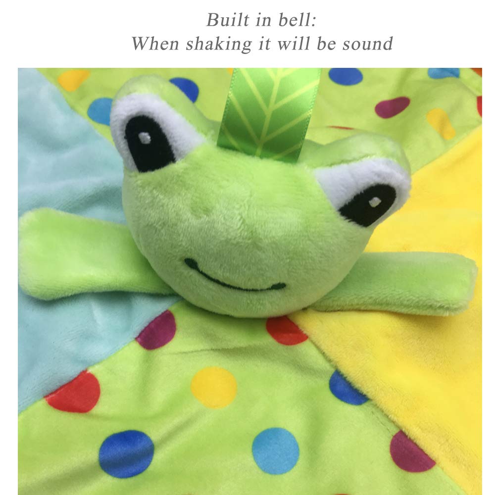 Toddler Taggy Security Blankets Soft Plushy Cuddle Bud Blankie Breathable Snuggle Blanket for Boys and Girls, Green Frog