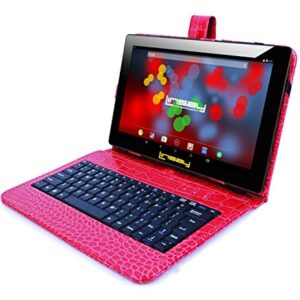 LINSAY 10.1" 1280x800 IPS Screen 2GB RAM 32GB Android 11 Tablet with Red Crocodile Style Keyboard