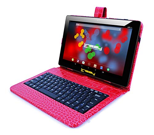 LINSAY 10.1" 1280x800 IPS Screen 2GB RAM 32GB Android 11 Tablet with Red Crocodile Style Keyboard