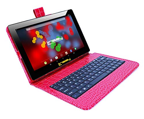 LINSAY 10.1" 1280x800 IPS Screen 2GB RAM 32GB Android 11 Tablet with Red Crocodile Style Keyboard