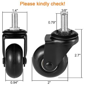 Lphy 2” Threaded Stem Casters, 3/8 Inch Stem Diameter, Swivel Replacement Wheels for Furniture, Cart, Workbench, Trolley