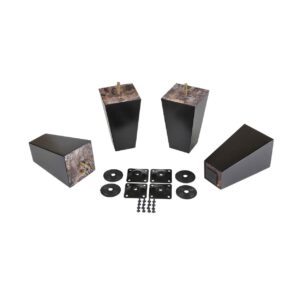 ProFurnitureParts Espresso 5.5" Tall Tapered Wood Sofa Legs w/Anti-Skid Pads, Leg Plates Included Set of 4