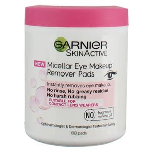 micellar eye makeup remover pads, 100 pads (pack of 2)