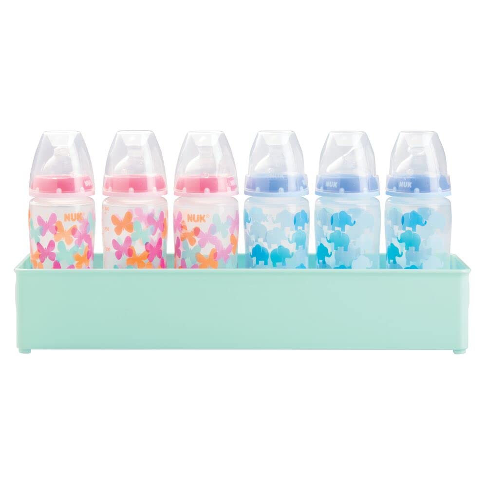 mDesign Storage Organizer Bin for Kitchen Cabinet, Pantry, Refrigerator, Countertop - BPA Free - Breast Milk, Bottles, Sippy Cups, Kids/Toddlers Food Pouches, Baby Food Jars, 2 Pack - Light Mint