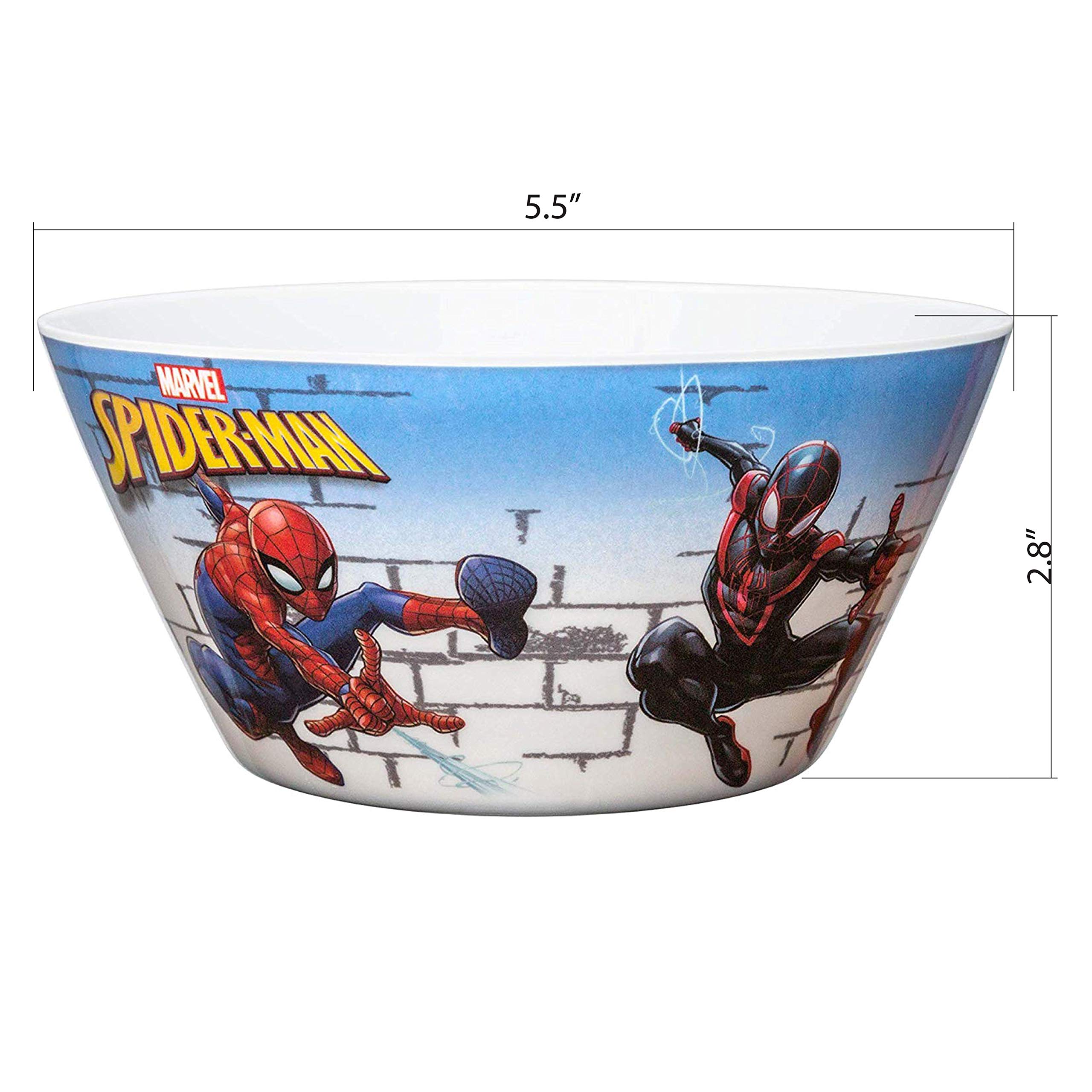 Zak Designs Marvel Comics Spider-Man - Kids Dinnerware Set, Including 10in Melamine Plate and 27oz Bowl Set, Durable and Break Resistant Plate and Bowl Makes Mealtime Fun (Melamine, BPA-Free)