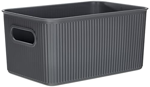 TATAY Baobab Multi-purpose Storage Basket Medium with Capacity for 5 Litres, Grey Anthracite, 18.1 x 27.2 x 13