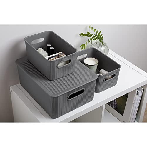 TATAY Baobab Multi-purpose Storage Basket Medium with Capacity for 5 Litres, Grey Anthracite, 18.1 x 27.2 x 13