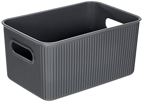 TATAY Baobab Multi-purpose Storage Basket Medium with Capacity for 5 Litres, Grey Anthracite, 18.1 x 27.2 x 13