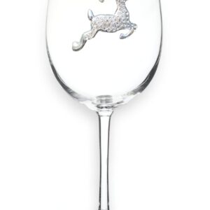 THE QUEENS' JEWELS Reindeer Jeweled Stemmed Wine Glass, 21 oz. - Unique Gift for Women, Birthday, Cute, Fun, Christmas, Not Painted, Decorated, Bling, Bedazzled, Rhinestone