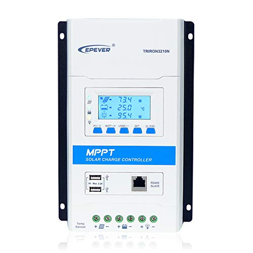 EPEVER MPPT Solar Charge Controller 30A 12V 24V Auto Max PV 100V Solar Panel Charger DS2 + UCS Intelligent Modular Regulator for Sealed AGM Gel Flooded LiFePO4 Battery (30A,Triron3210N)