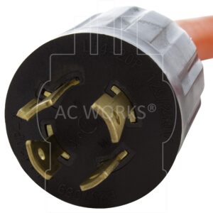 AC WORKS L14-20P 20Amp 4-Prong Generator Locking Plug to (4) NEMA 5-15/20R Household Connector (Orange-1.5FT)