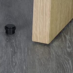 EVI | Adhesive Doorstop | 1.1'' X 0.8'' | Natural Silicone Black Rubber | Black Lacquered Stainless Steel Finish | Great Adherence | 100% Functional | Mod I-163