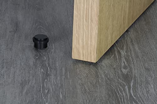 EVI | Adhesive Doorstop | 1.1'' X 0.8'' | Natural Silicone Black Rubber | Black Lacquered Stainless Steel Finish | Great Adherence | 100% Functional | Mod I-163