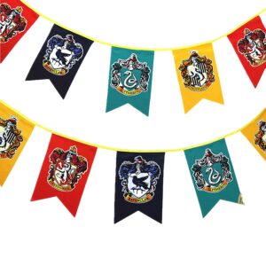 Birthday Pary Harry Gift Potter Wall Banner, Gryffindor | Hufflepuff | Ravenclaw | Slytherin House Decor Flag (3m 12pcs)