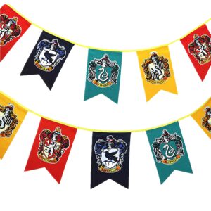 Birthday Pary Harry Gift Potter Wall Banner, Gryffindor | Hufflepuff | Ravenclaw | Slytherin House Decor Flag (3m 12pcs)